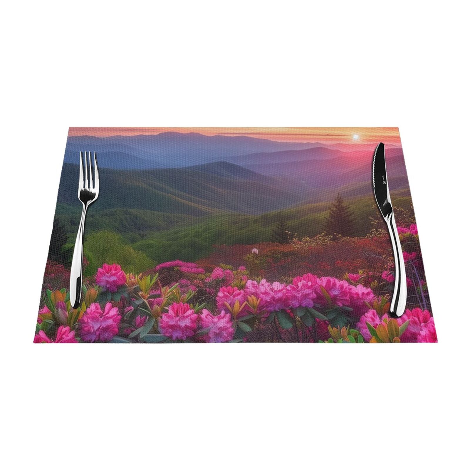 Serene Sunset: Rhododendrons and PVC meal mat, dining table mat PVC ...