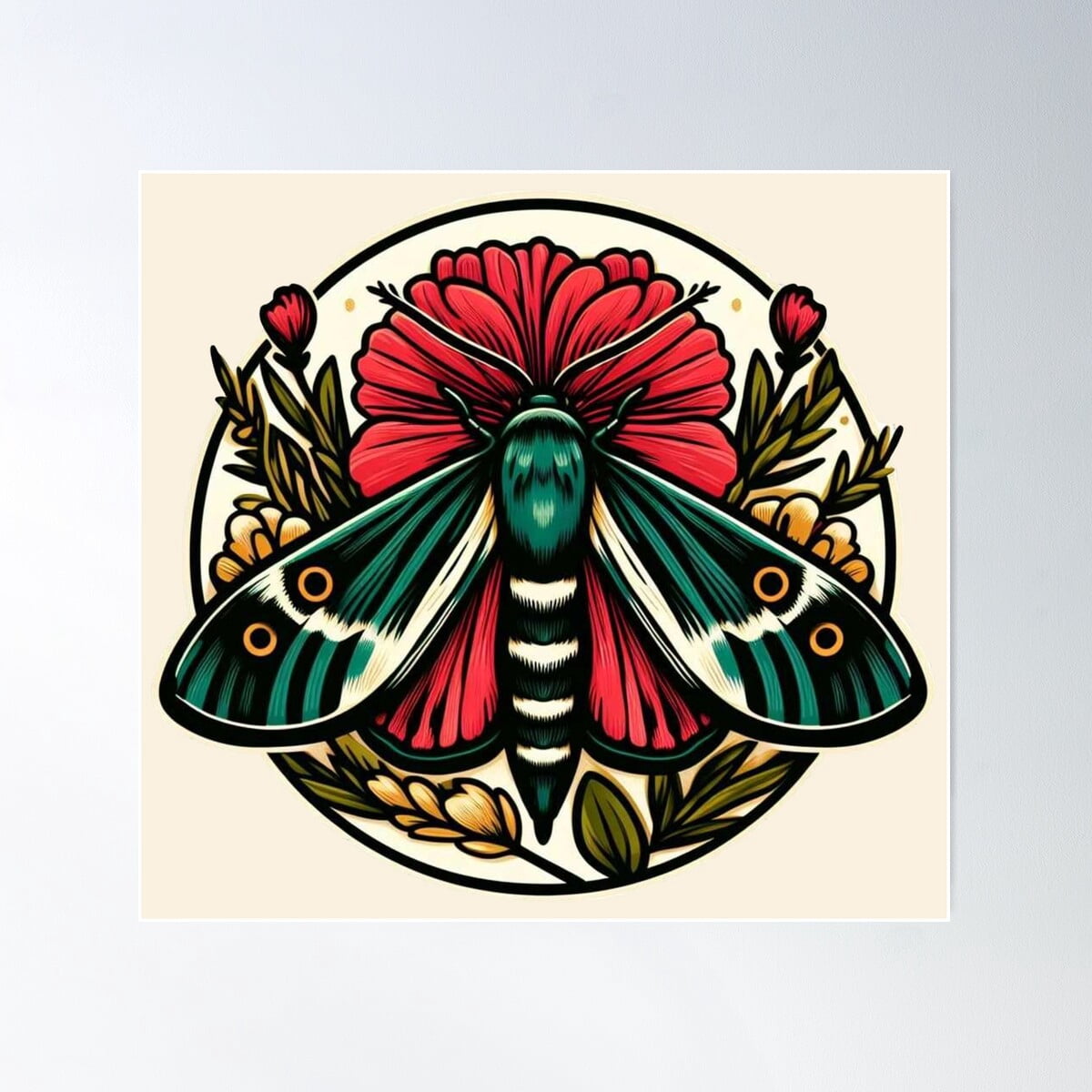 Serene Tiger Moth Poster Wall Art, Modern Wall Decor For Living Room ...