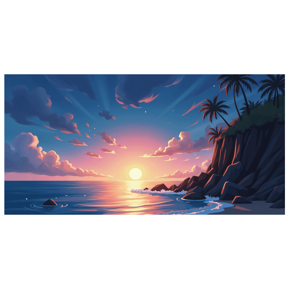 Serene Tropical Sunset Scenery Backdrop Banner Party Decorations ...