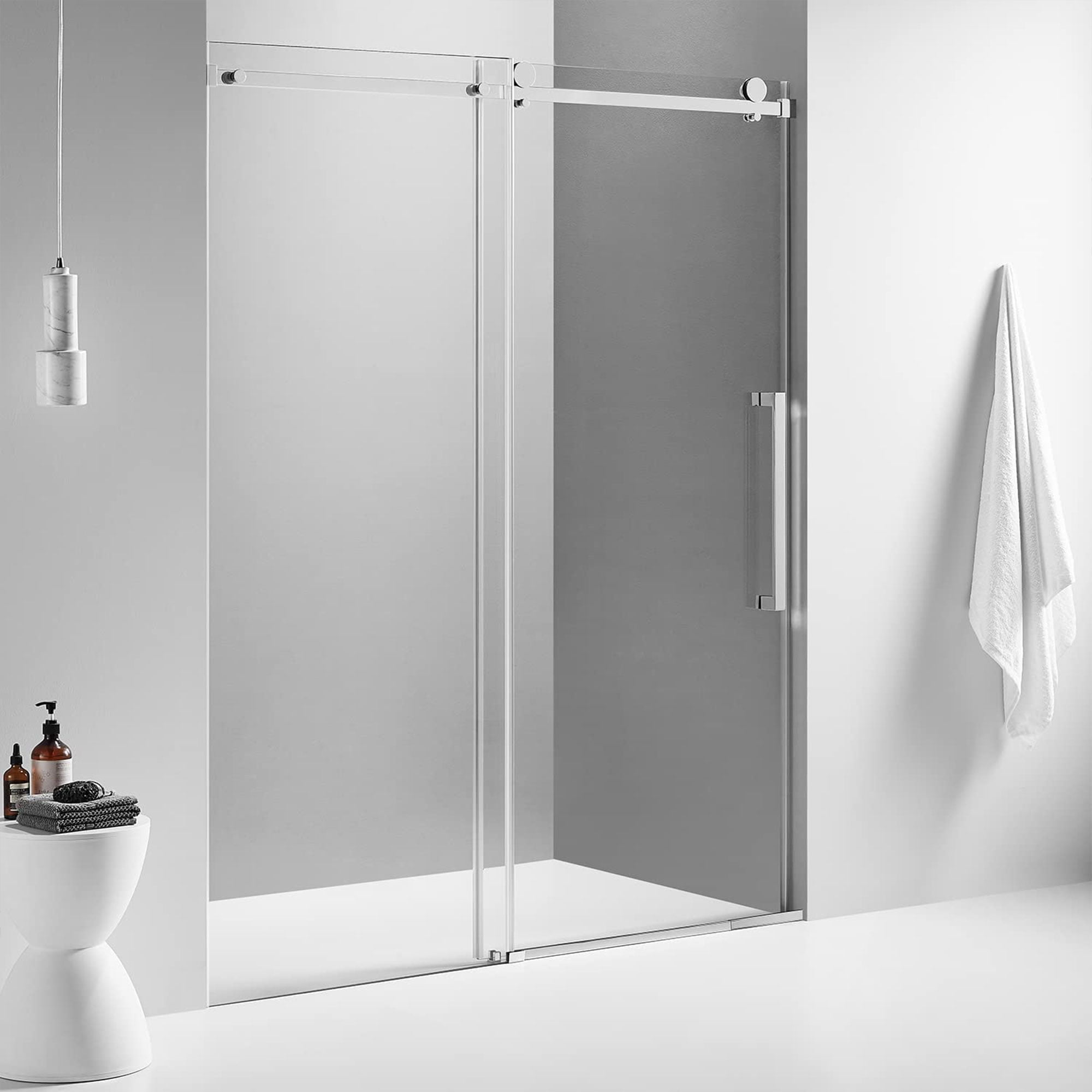 Serene Valley 60 x 74 In Square Rail Frameless Sliding Shower Door ...