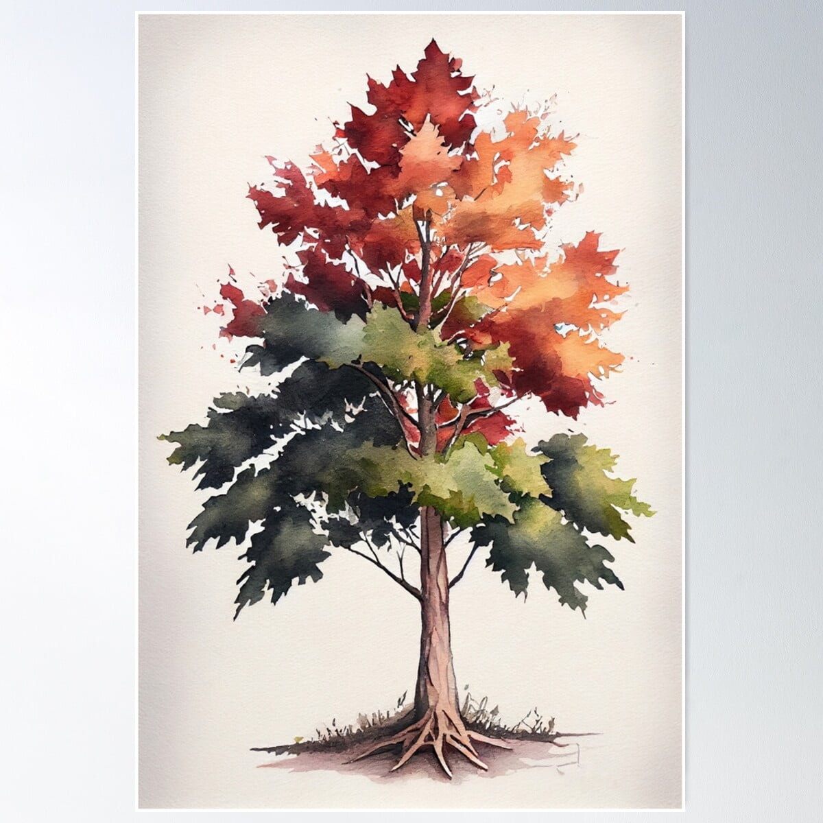 Serene Watercolor Maple Tree Art For Your Home And Wardrobe Poster Wall ...