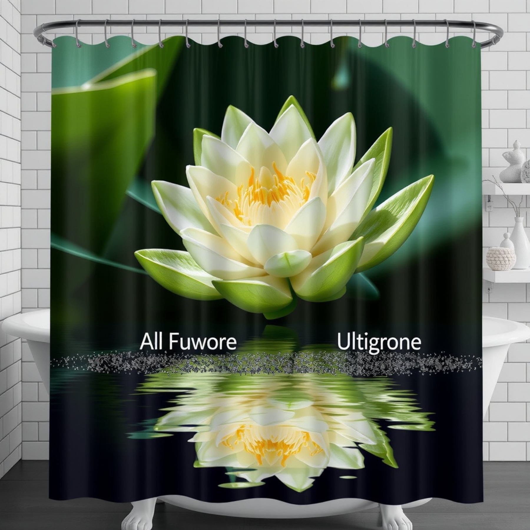 Serene White Water Lily Shower Curtain with Green Leaves - Calming ...