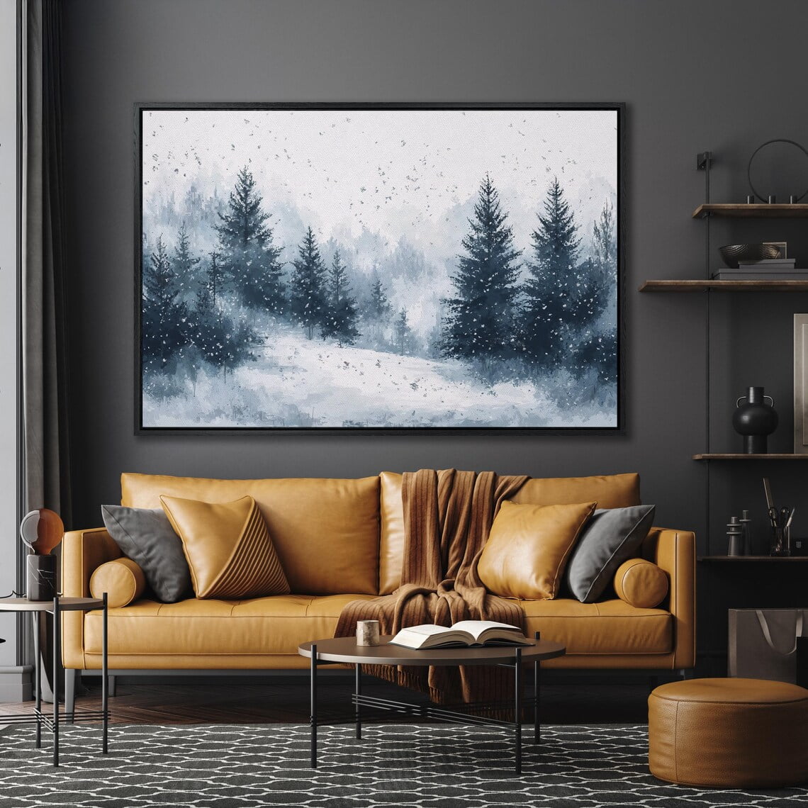 Serene Winter Forest Poster, Snow Landscape, Cozy Decor For Living Room ...