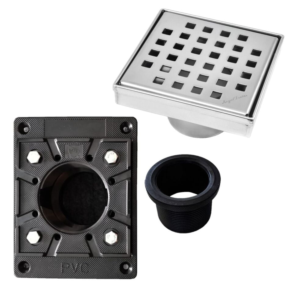 SereneDrains 304 Stainless Steel 4 Inch Square Polished Chrome Shower ...