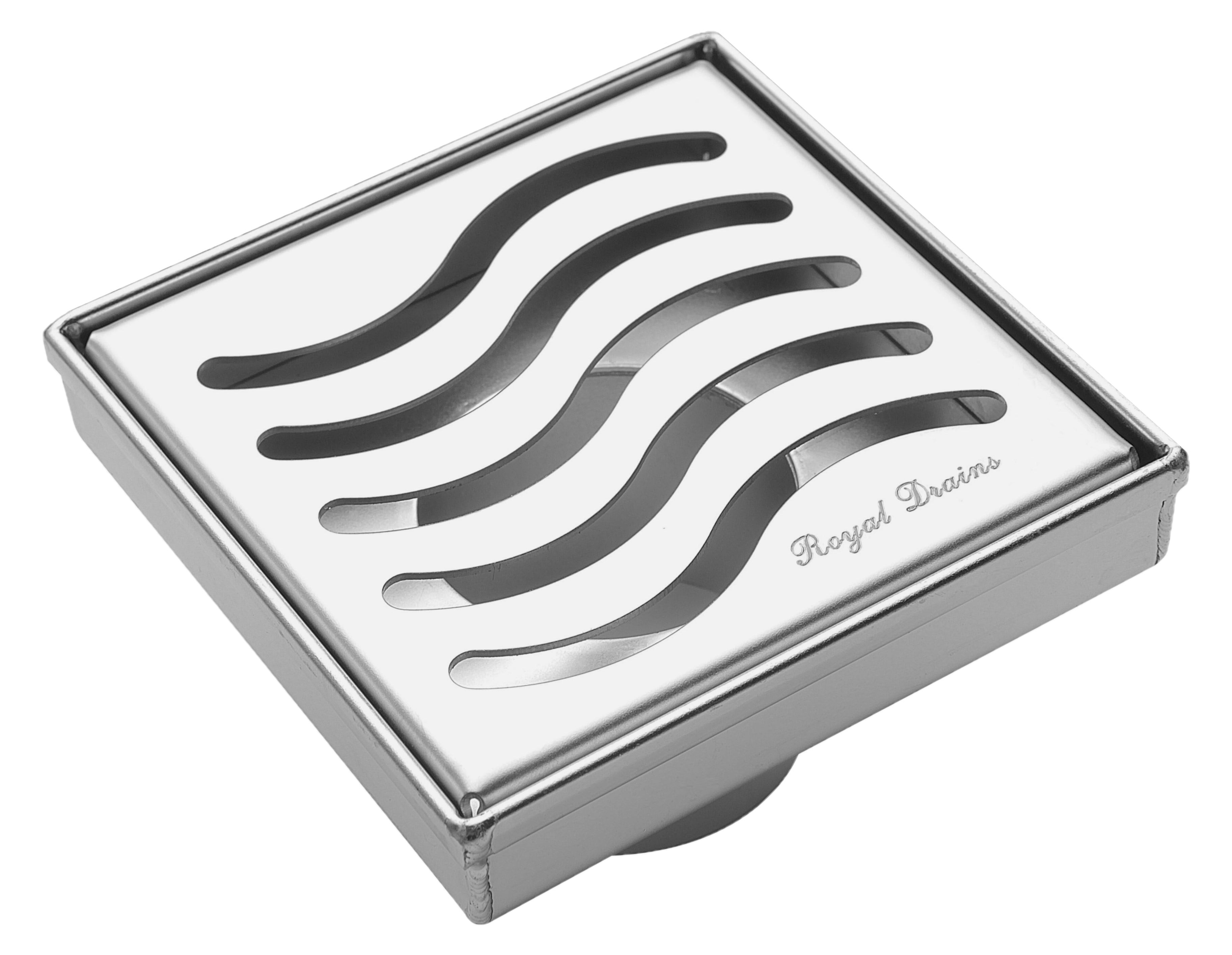 SereneDrains 304 Stainless Steel 4 Inch Square Polished Chrome Shower ...