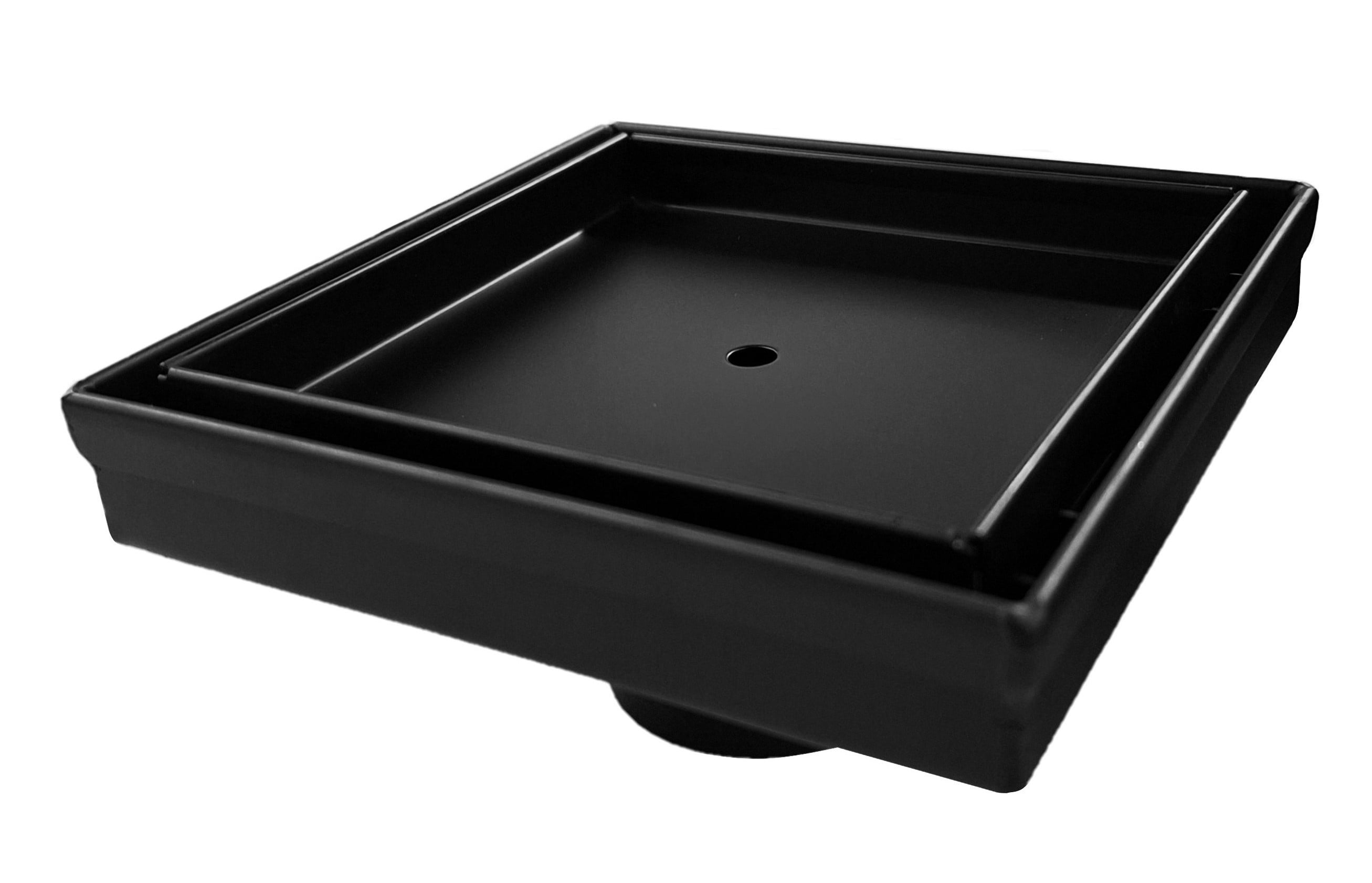 SereneDrains 304 Stainless Steel Tile in Square Matte Black Shower ...