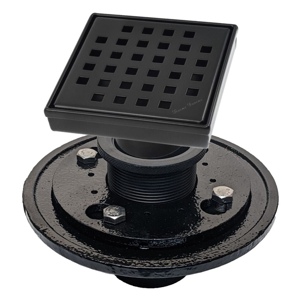SereneDrains 304 Stainless Steel 4 Inch Square Matte Black Shower Drain ...