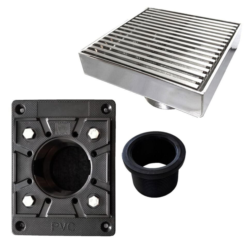 SereneDrains Square Shower Floor Drain Kit 304 Stainless Steel Linear ...
