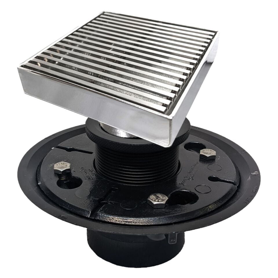 SereneDrains 304 Stainless Steel 4 Inch Square Polished Chrome Shower ...