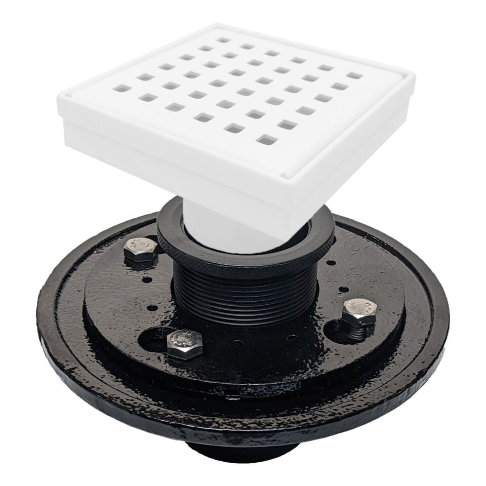 SereneDrains Matte White 4 Inch Stainless Steel 2 Inch Shower Drain Kit ...