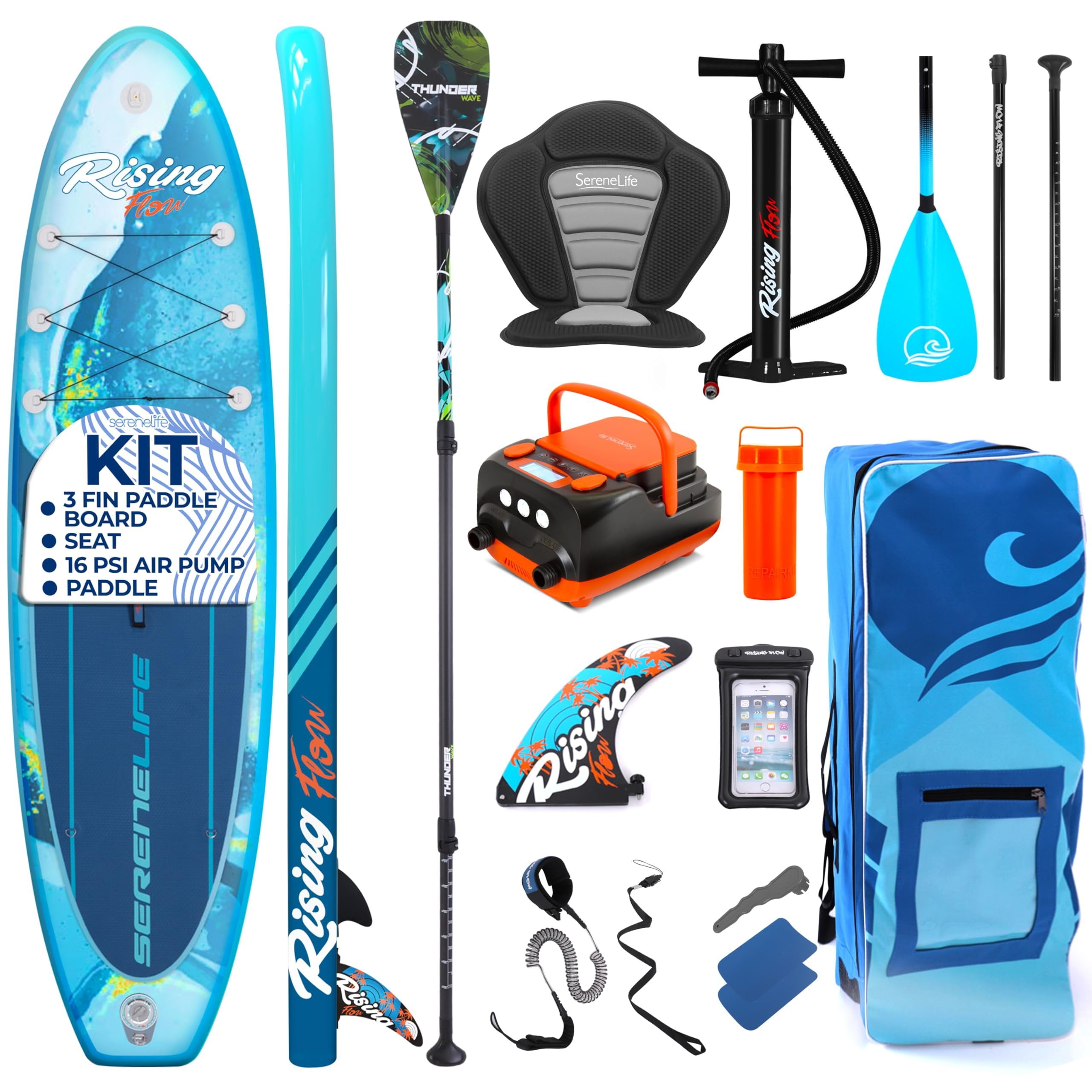 SereneLife 10 Inflatable Rising Flow Stand Up Paddleboard with ...