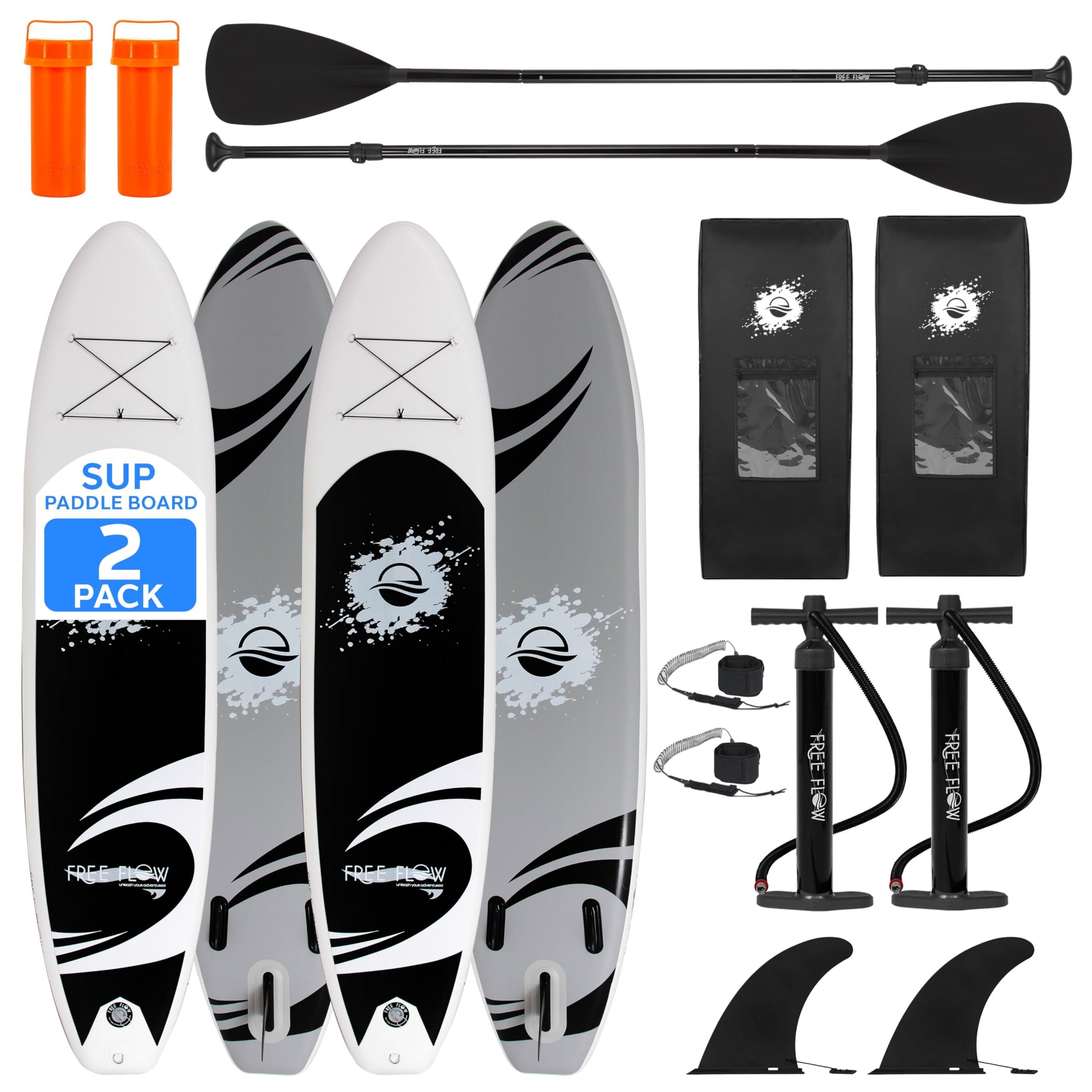 SereneLife 11 Inflatable Stand Up Paddle Boards 2-Pack, Standup SUP ...