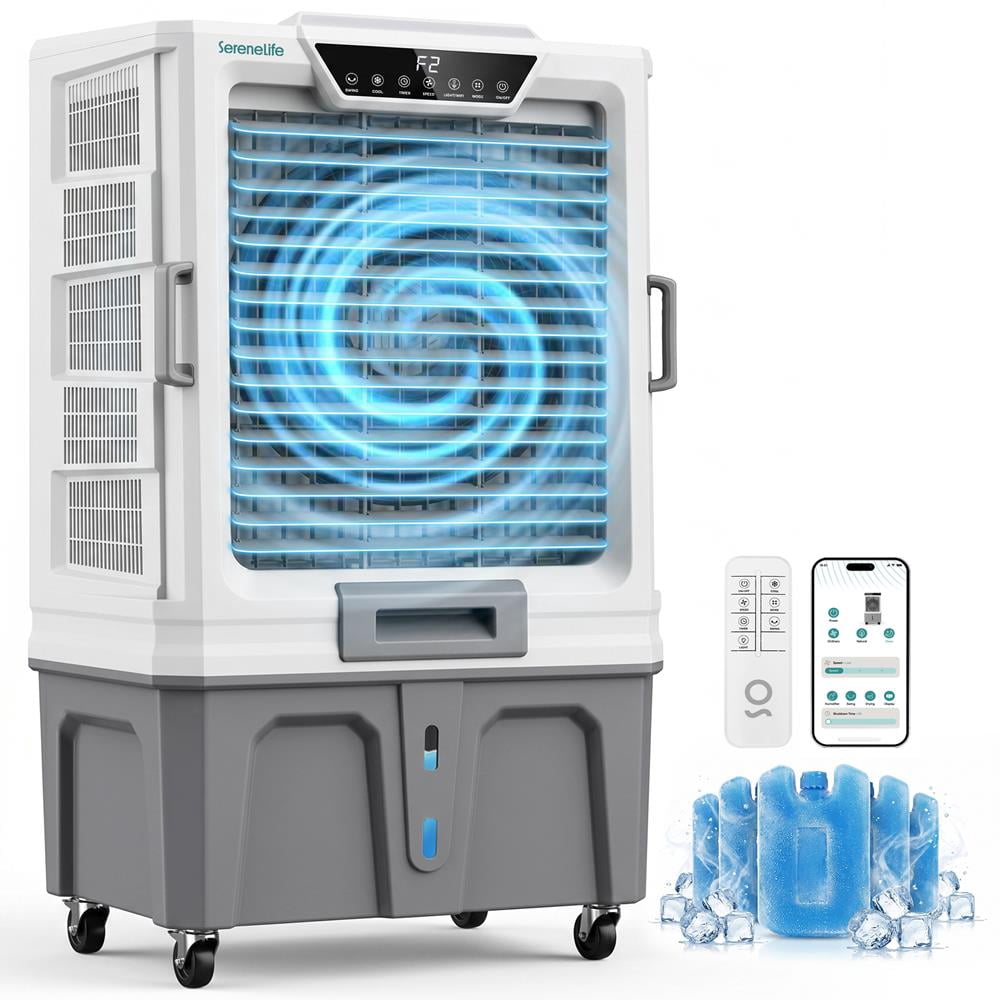 SereneLife 12,000 CFM Portable Swamp Cooler – Industrial Evaporative ...