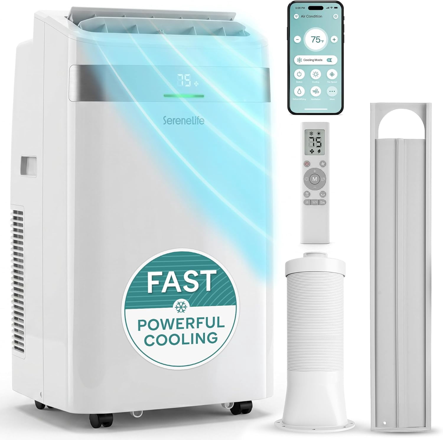 SereneLife 14,000 BTU Portable Air Conditioner with Wi-Fi – Compact AC ...