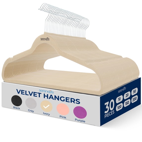 SereneLife 30 Pack Velvet Hangers - Non-Slip, 360 Swivel Hook - Ultra ...