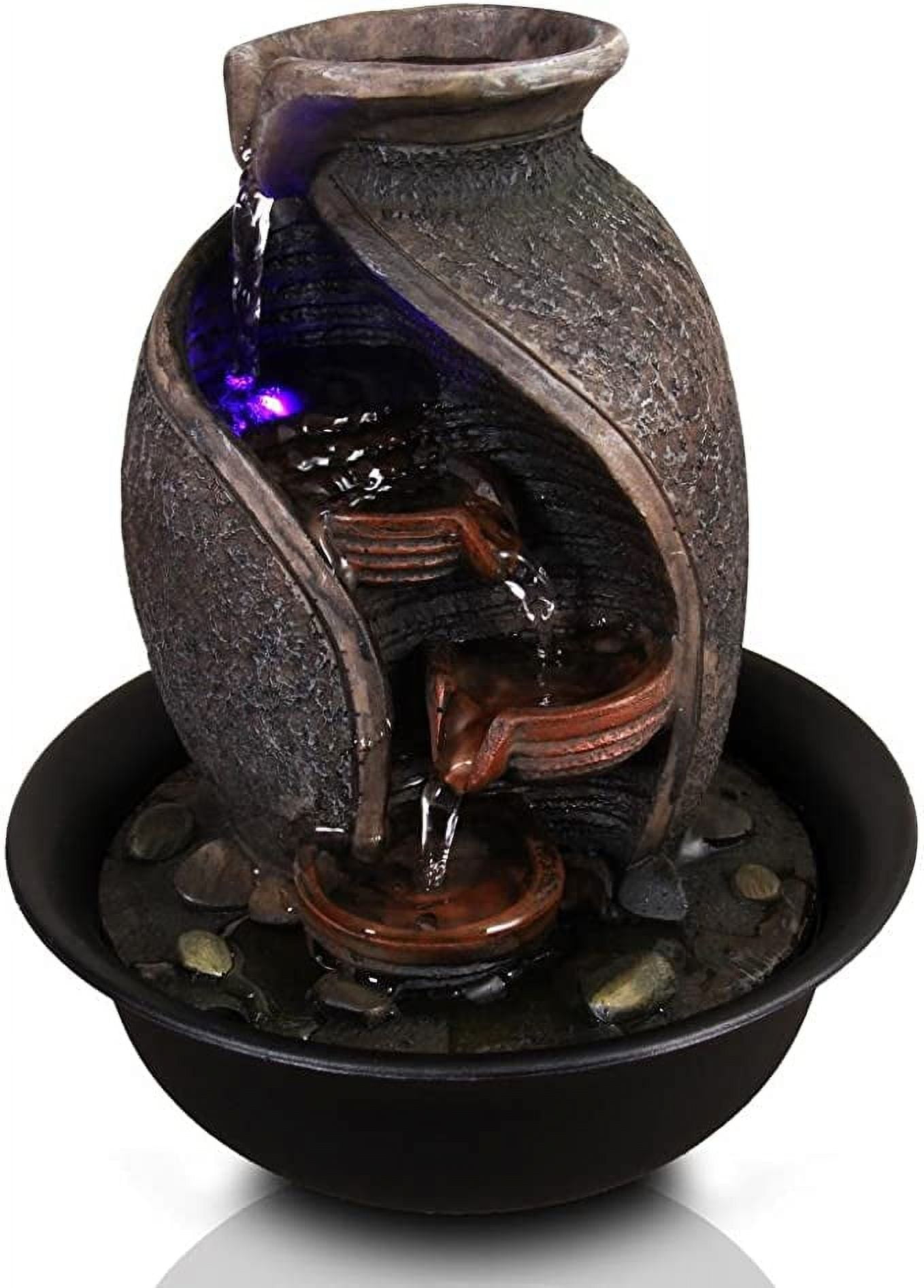 SereneLife 4-Tier Desktop Electric Water Fountain Decor - Decorative ...