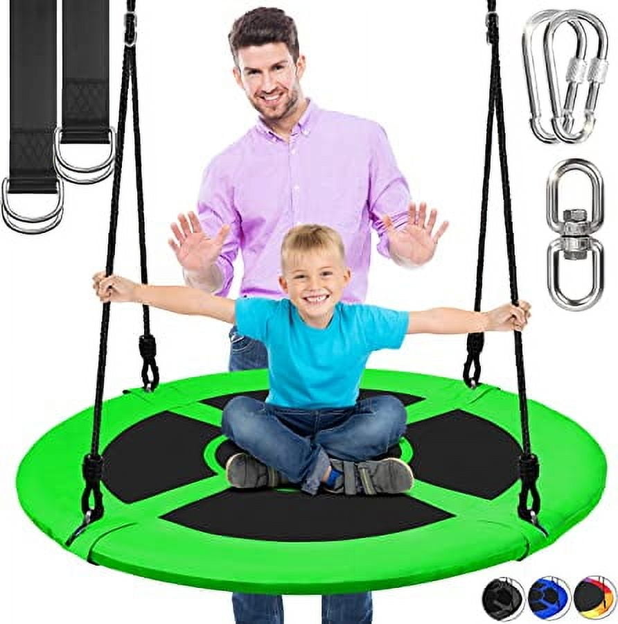 SereneLife 40” Flying Saucer Swing with Hang Kit and Center Spinner ...