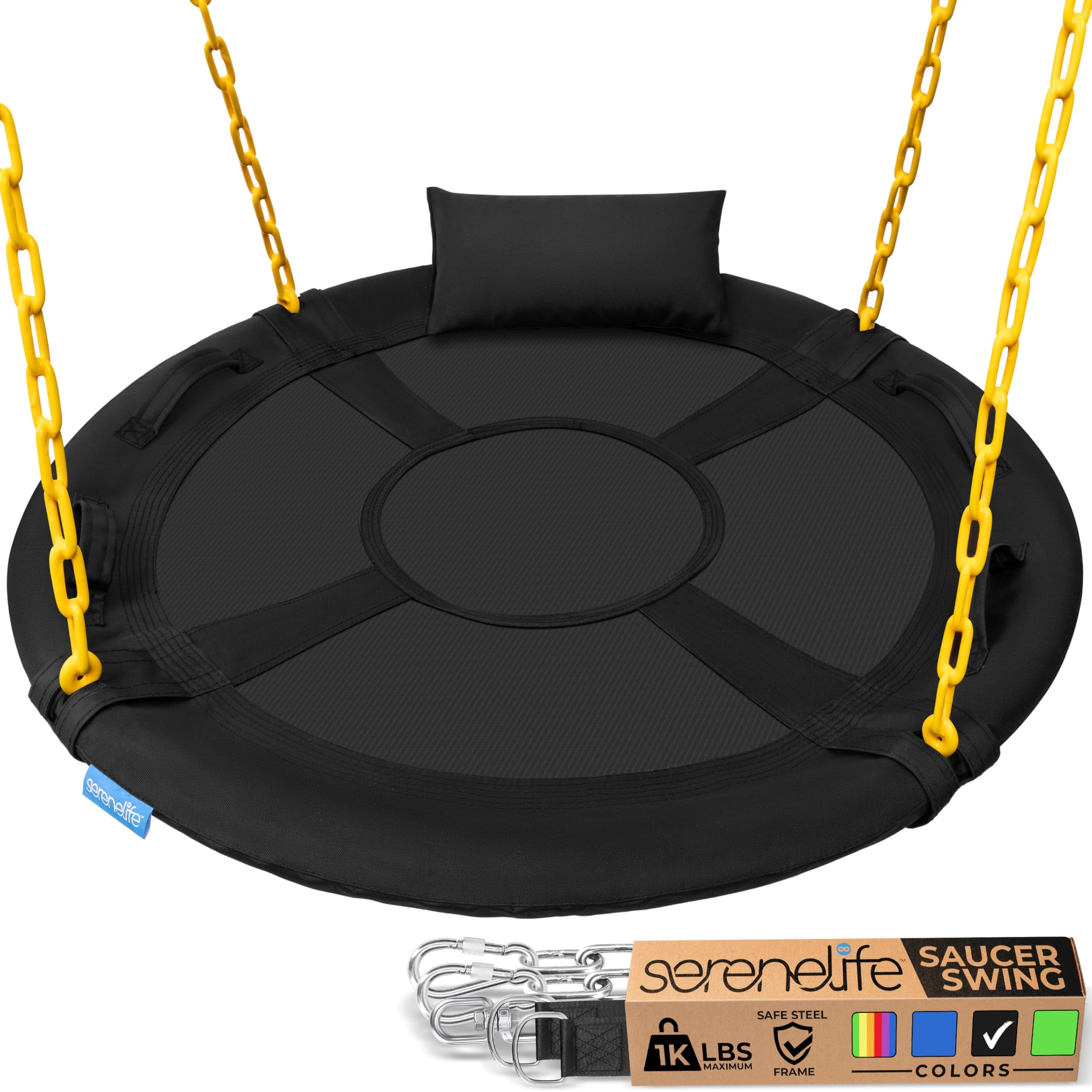 SereneLife 40" Saucer Swing - Outdoor Swing Set with Heavy-Duty Chains ...