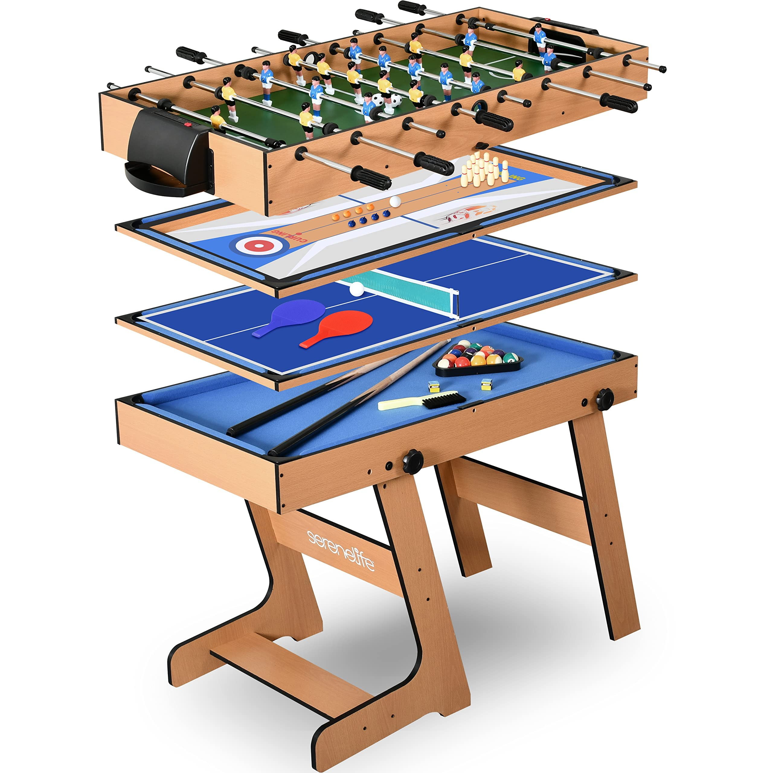 SereneLife 5in1 Folding Multi Game Table, 40" Full Size Combo Sports ...