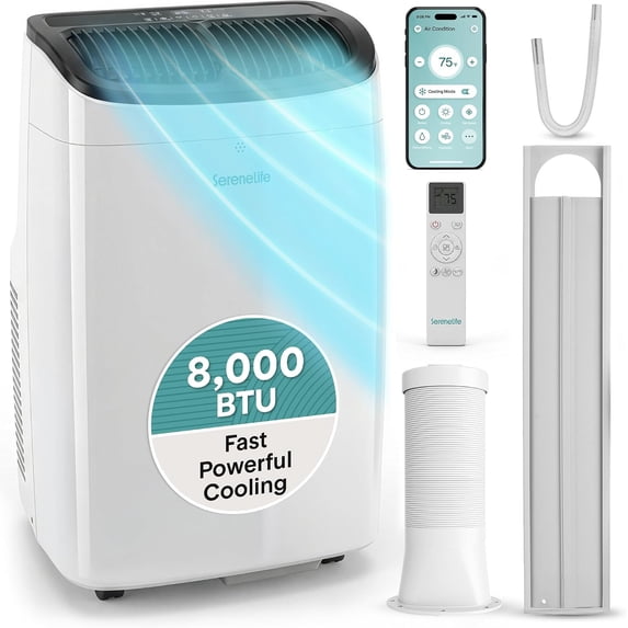 SereneLife 8,000 BTU Portable Air Conditioner with Wi-Fi – Portable AC ...