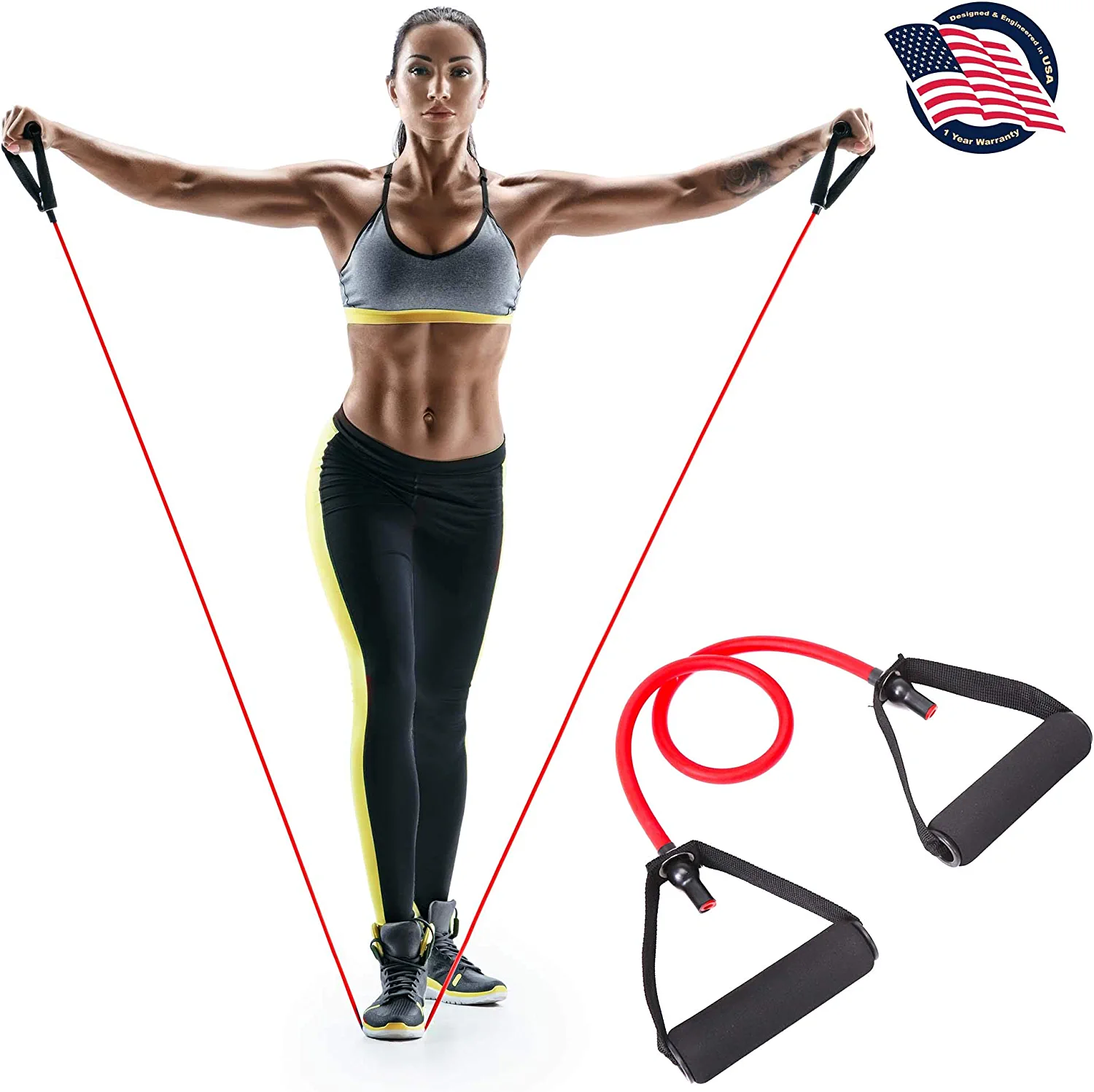 SereneLife Adjustable Resistance Band - Portable Home Workout Exercise ...