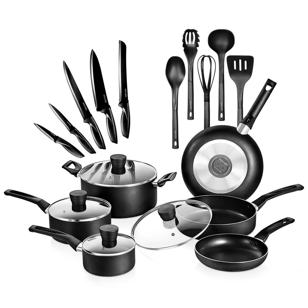 SereneLife Classic 20 Piece Nonstick Aluminum Cookware Set - Walmart.com