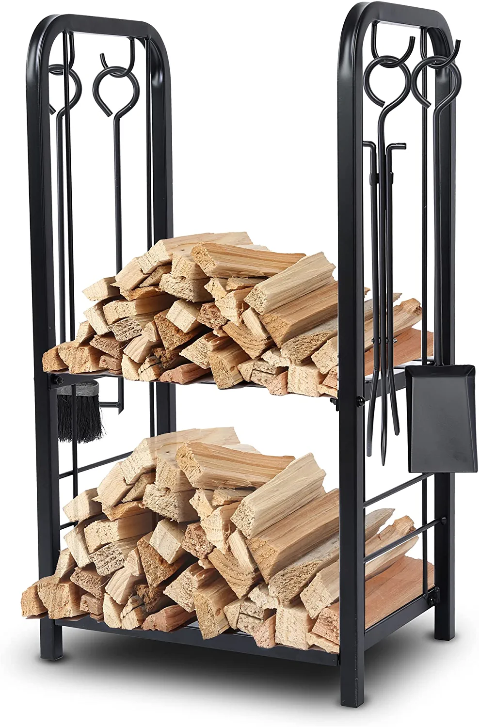 SereneLife Firewood Storage Rack - Heavy Duty Wood Stackers Organizer ...