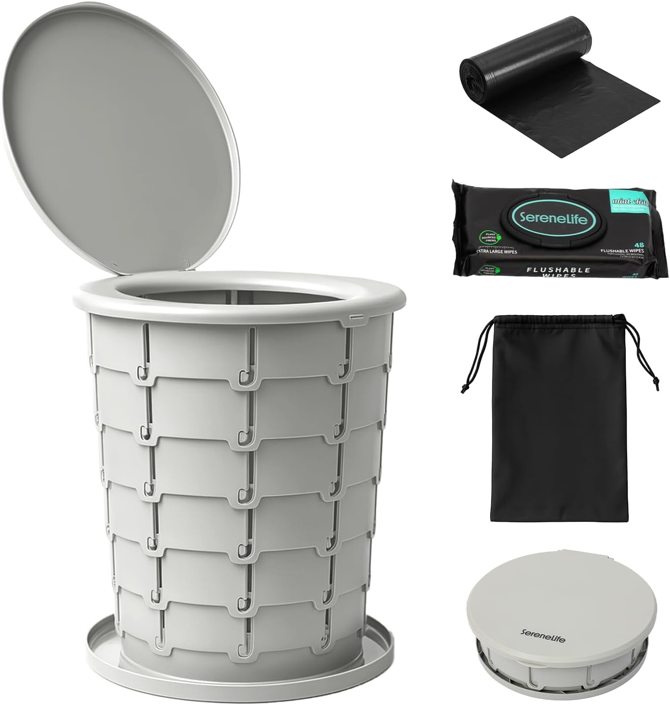 SereneLife Foldable Camping Toilet Seat – Portable Adjustable Travel ...