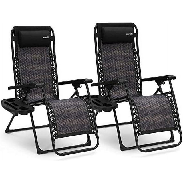 SereneLife Foldable Outdoor Zero Gravity Lawn Chair, Adjustable Rattan ...