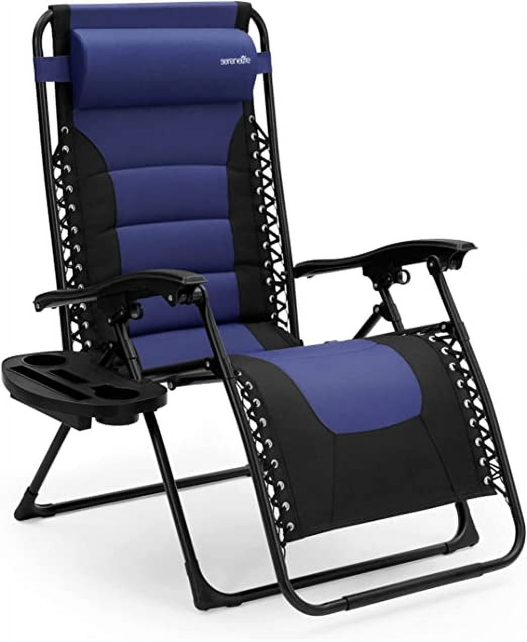 SereneLife Foldable Outdoor Zero Gravity Padded Lawn Chair, Adjustable ...