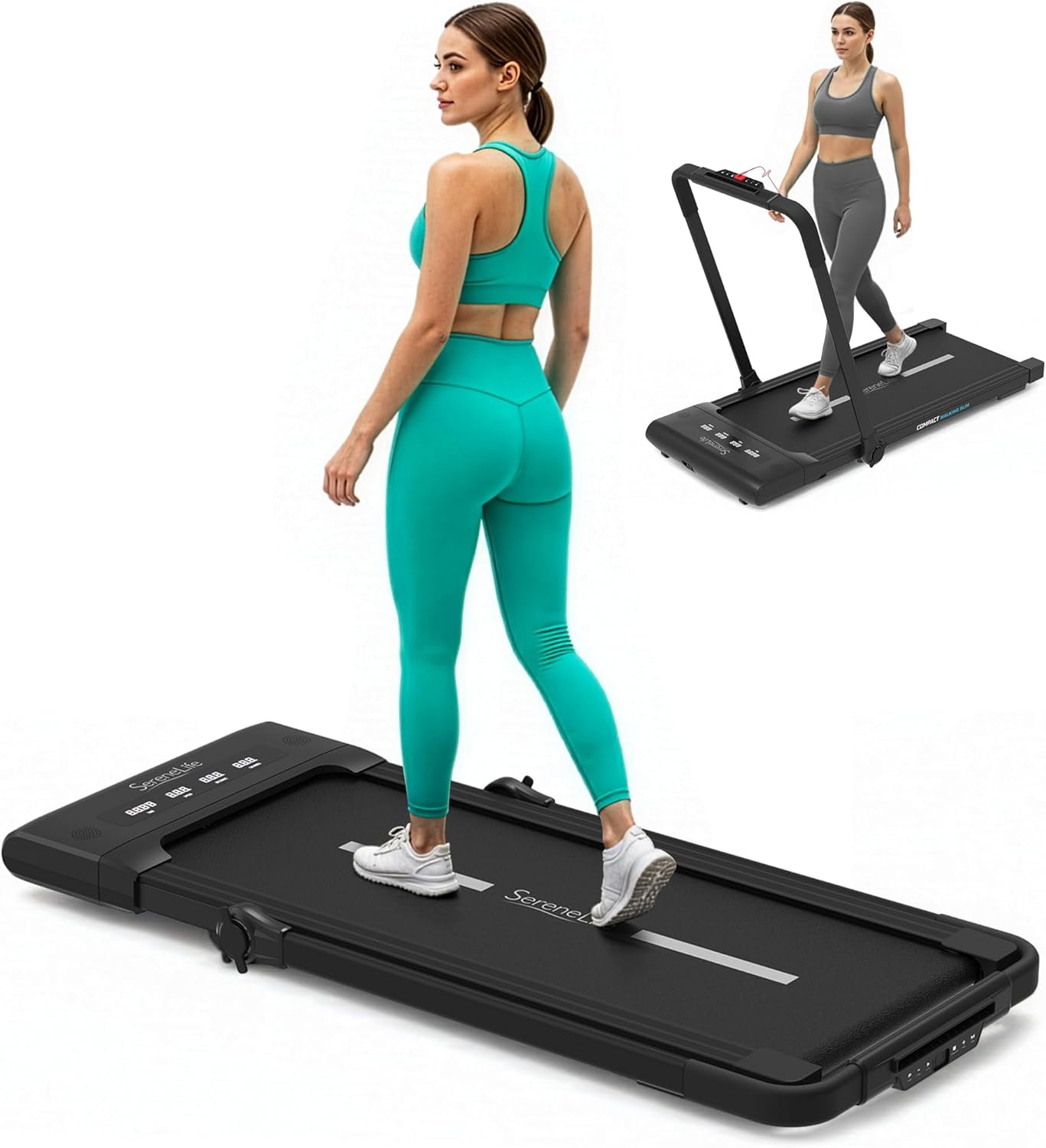 SereneLife Folding Motorized Treadmill Machine with Total Fitness ...