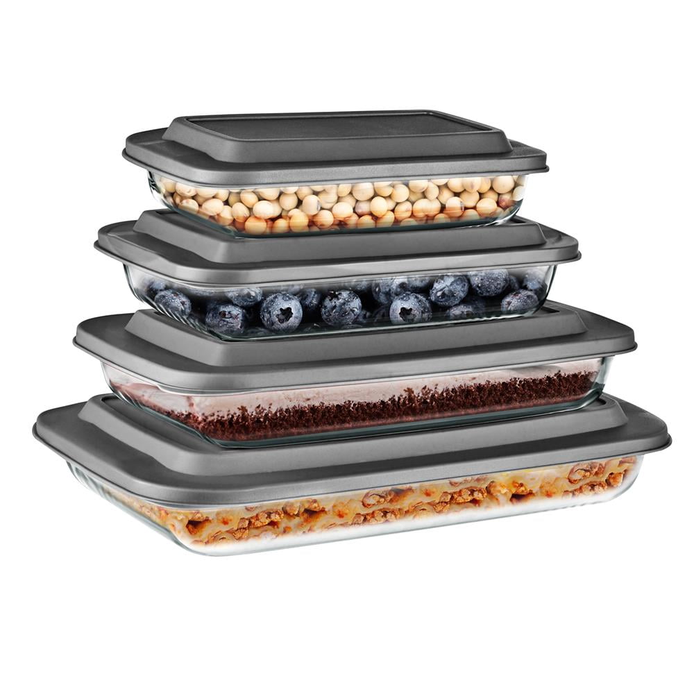 Free Shipping! SereneLife Home Rectangular Glass Bakeware Set - 4 Sets ...