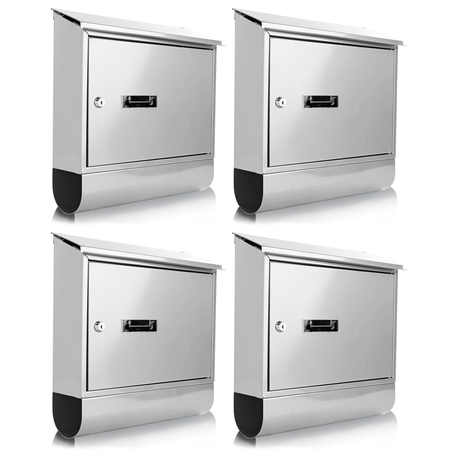 SereneLife Indoor Outdoor Wall Mount Secure Locking Mailbox, Silver (4 ...