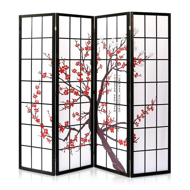 SereneLife Japanese Screen Room Divider Classic Indoor Decorative 4 ...