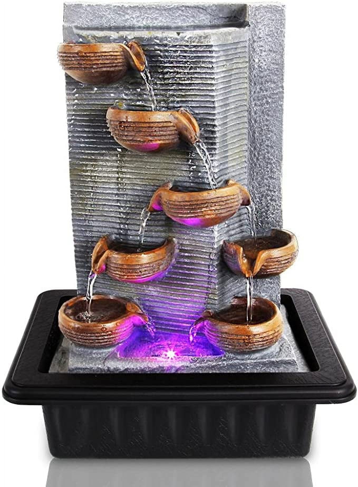 SereneLife Multi-Tiered Indoor Outdoor Desktop Electric Water Fountain ...