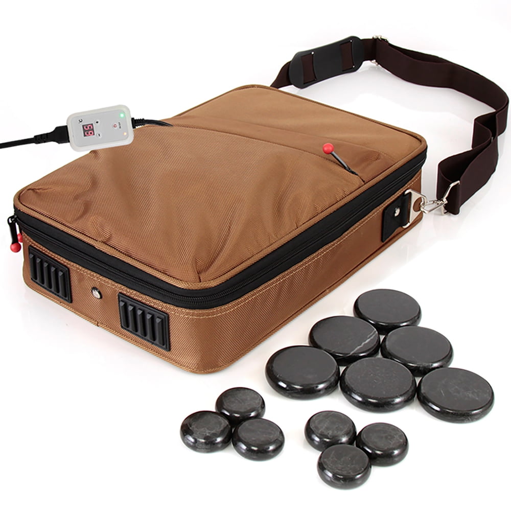SereneLife Portable Hot Stone Massage Kit - Temperature Controller, 12 ...