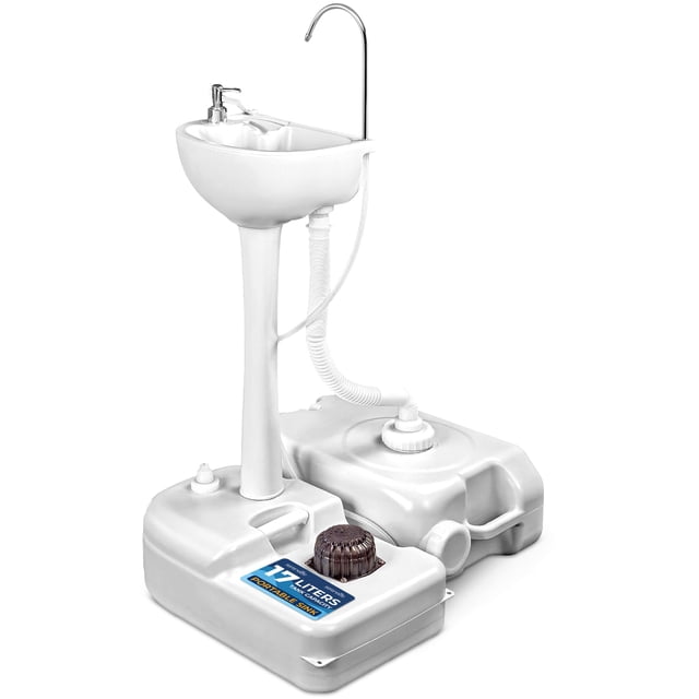 SereneLife Portable Hand Wash Sink, 24L Waste Tank, Rolling Wheels ...