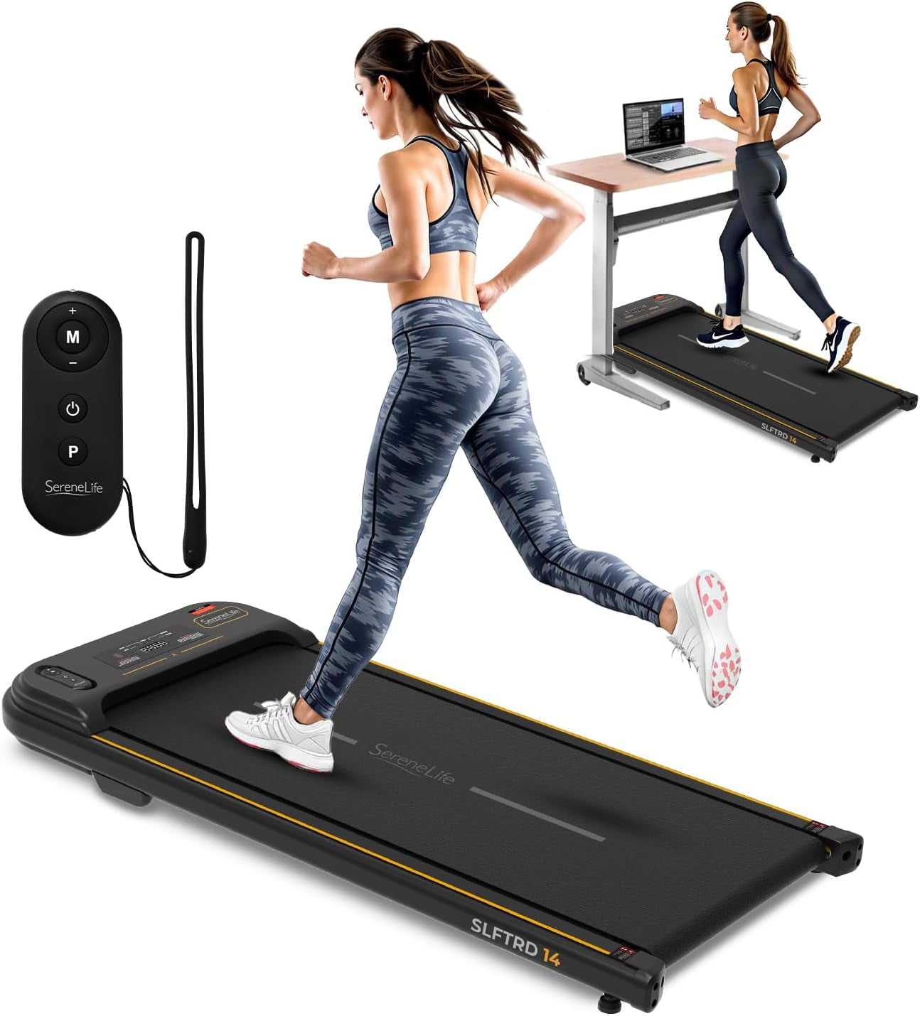 SereneLife Portable Walking Pad Treadmill – 0.6–5.0 MPH Electric Under ...
