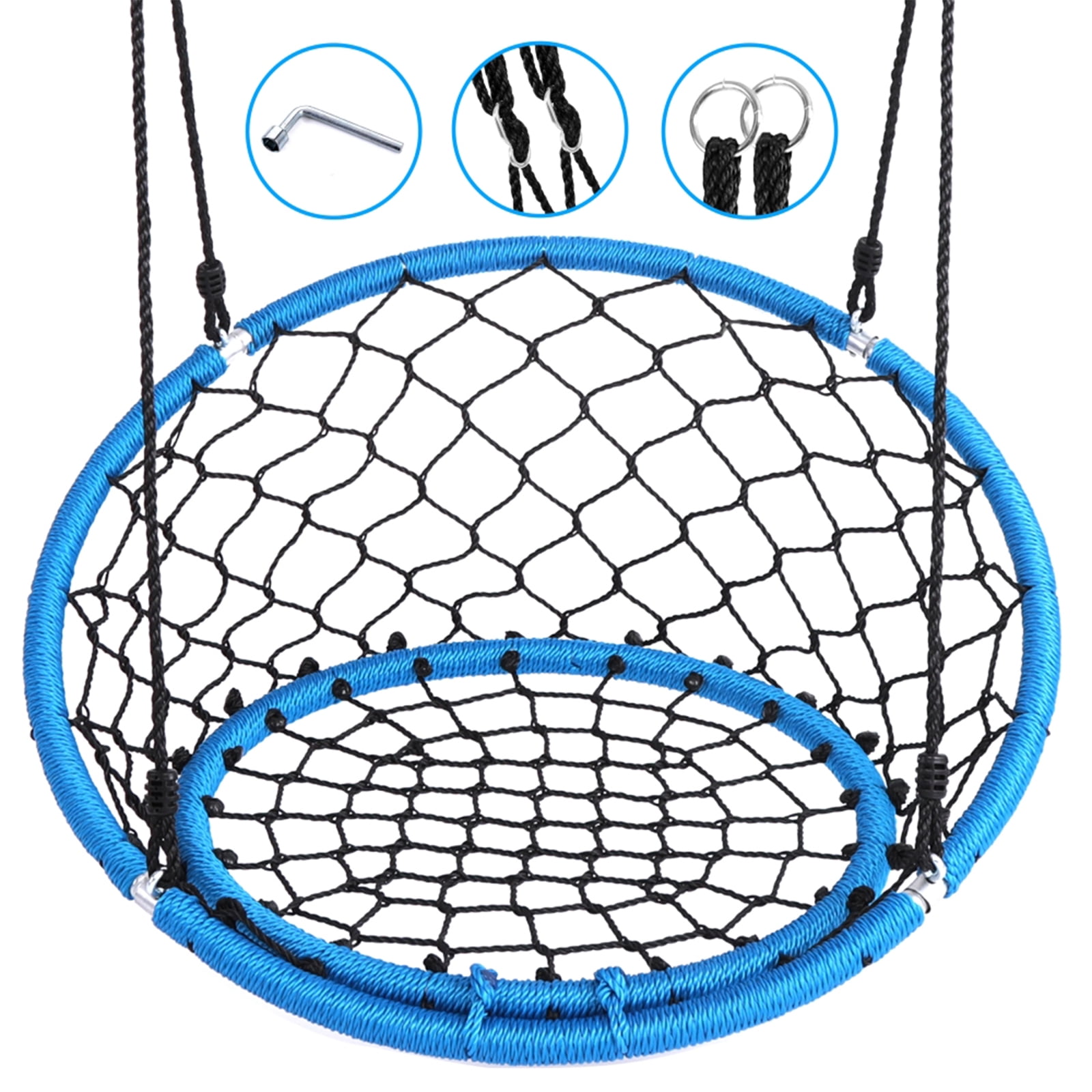 SereneLife SLSWNG125 - Netted Seat Swing - Indoor/Outdoor Hanging Rope ...