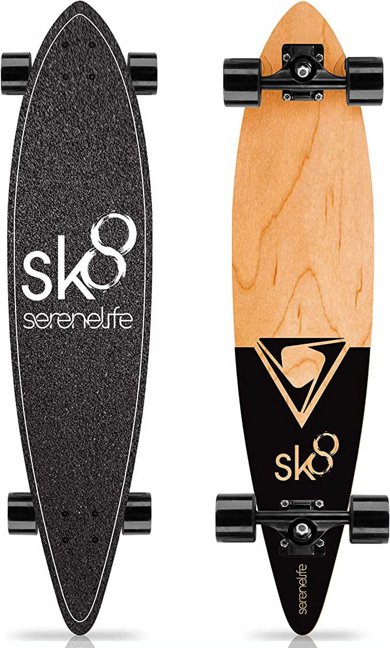 SereneLife Skateboard Mini Cruiser - 8 Ply Canadian & Bamboo Maple Deck ...