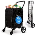 SereneLife Large Folding Utility Shopping Cart, 70 lb Capacity ...