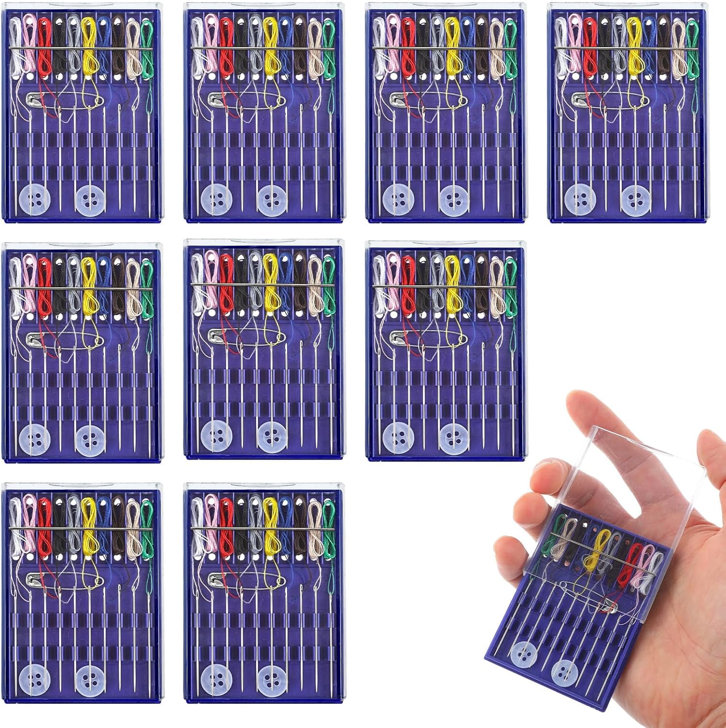 10 Boxes Mini Sewing Kit, Quick Fix Sewing Kit Small Travel Sewing Kit Pre Threaded Needle Kit ...