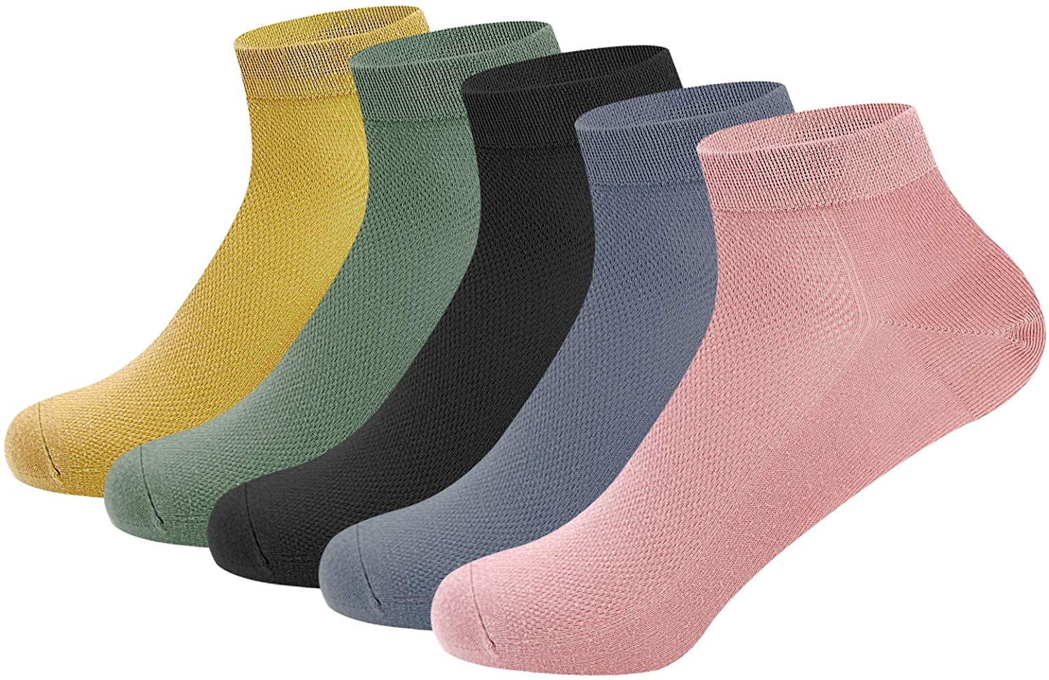 SereneSimple Women's Thin Mesh Slub Breathable Mid-Cut Socks 5-Pair ...