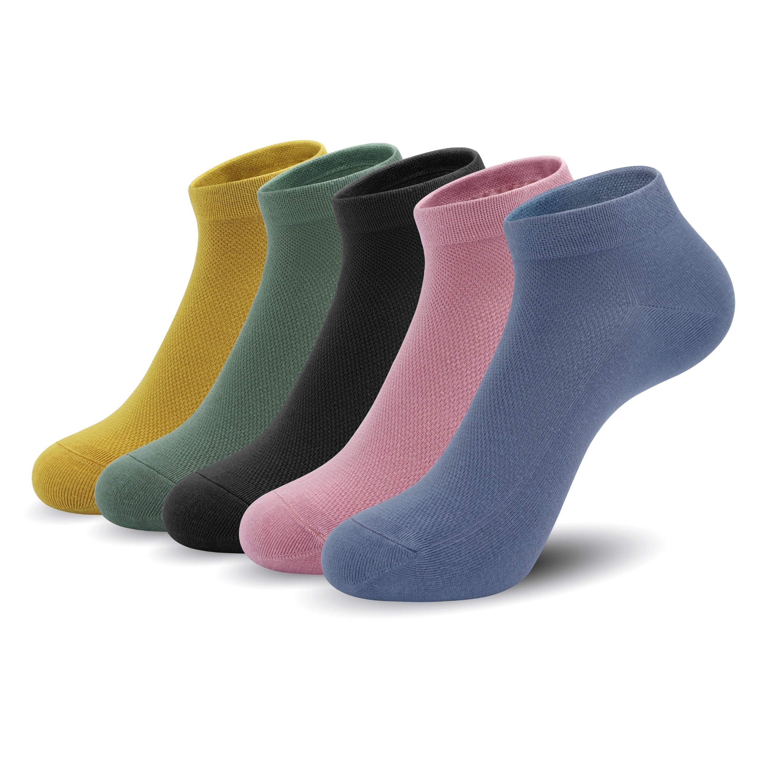 SereneSimple Women's Thin Mesh Slub Breathable Mid-Cut Socks 5-Pair ...