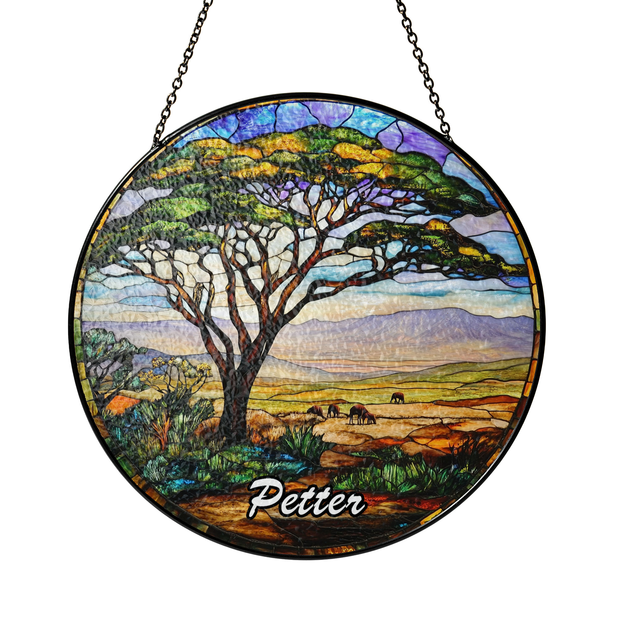 Serengeti National Park Stained Glass Suncatcher - Custom Name Tanzania ...