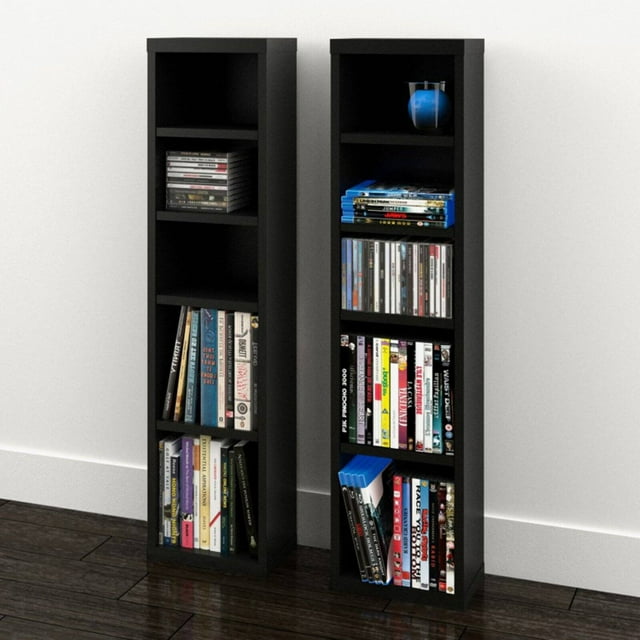 Sereni-T 4-Shelf Modular CD / DVD Storage Towers, Set of 2, Black ...
