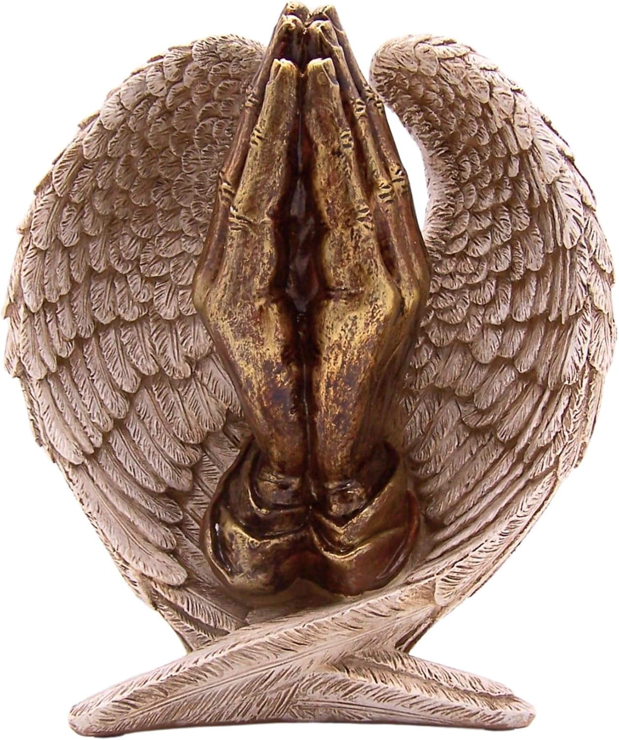 Serenity Angel Wings and Praying Hands Figurine, 10-Inch Bronze Toned ...