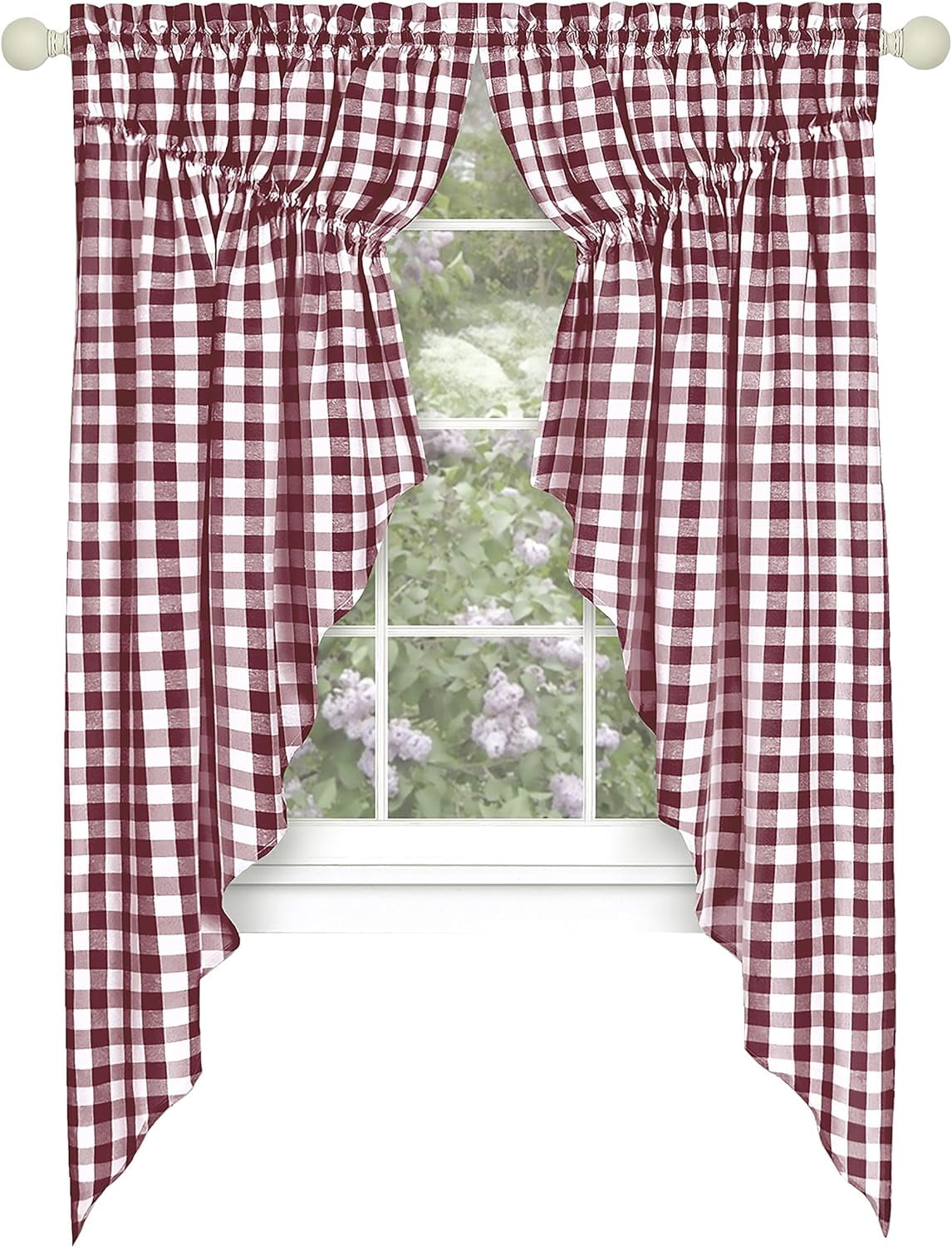 Serenity Home Country Gingham Buffalo Check Plaid Gathered Swag Kitchen ...