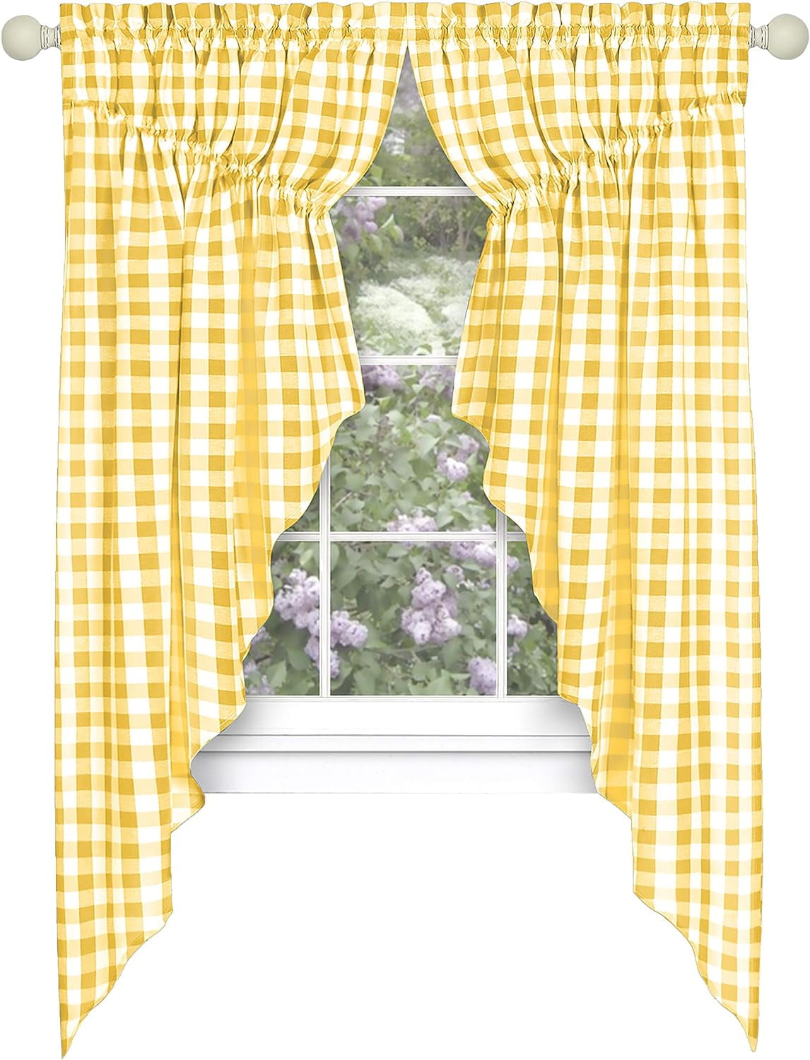 Serenity Home Country Gingham Buffalo Check Plaid Gathered Swag Kitchen ...