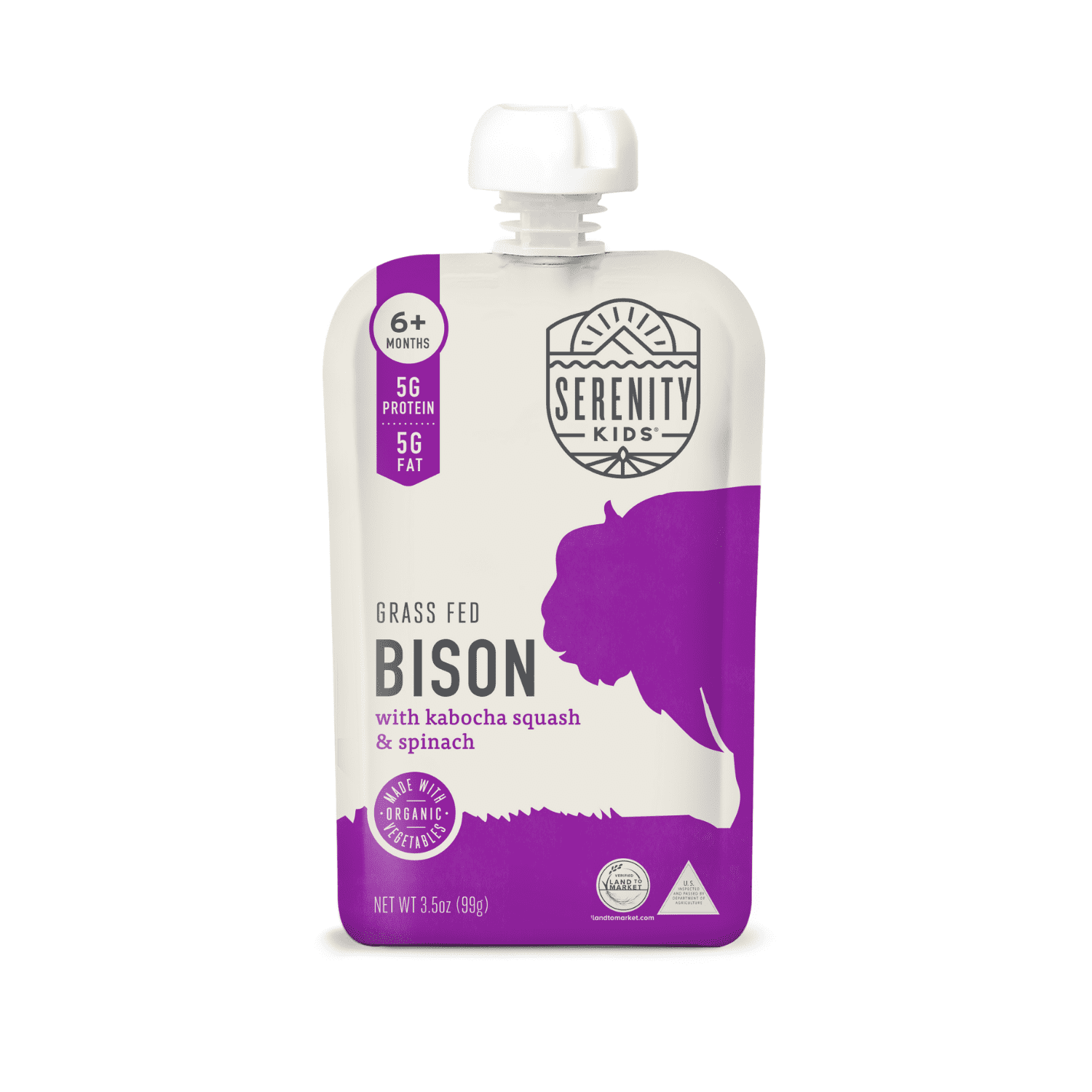 Serenity Kids Bison Stage 2 Baby Food with Kabocha Squash & Spinach, 3. ...
